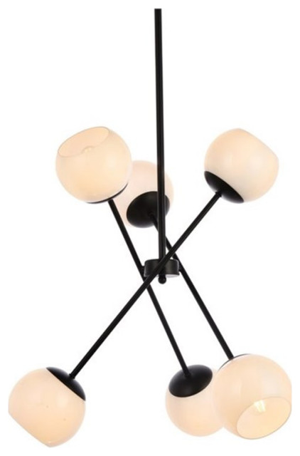 Living District Axl 6-Light Mid-Century Metal Pendant in Black and ...