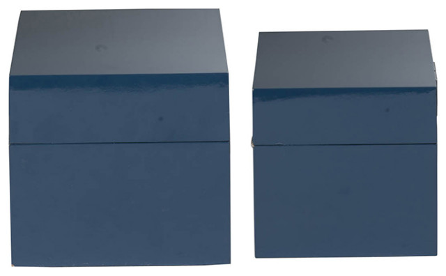 A&B Home Modern Blue Decorative Boxes With Silver Accent Set Of 2 ...