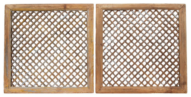 Pair of Antique Wooden Lattice Panels - Asian - Exterior Shutters - by ...