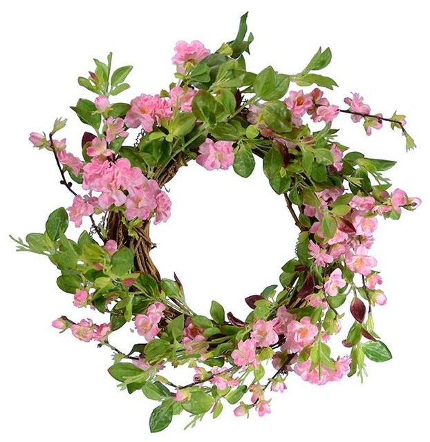 18" Cherry Blossom Wreath - Contemporary - Wreaths And Garlands - by ...