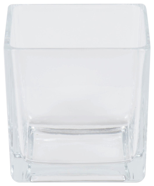Vickerman Clear Cube Glass Container, Set of 4, 4" - Contemporary ...