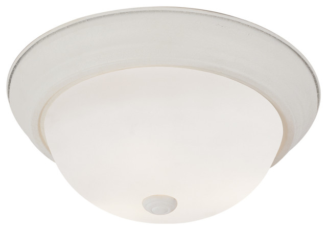 Bowers 2-Light Flushmount in Antique White with White Frosted Glass ...