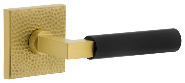 Quadrato Hammered Rosette Satin Brass With Satin Black Contempo Smooth ...