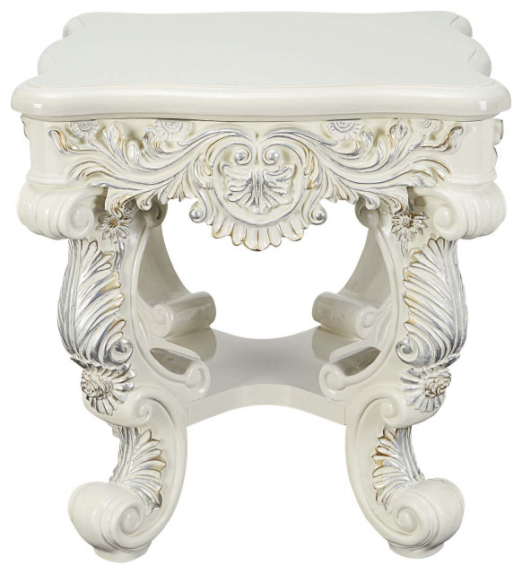 Traditional Square End Table, Antique White - Victorian - Side Tables ...