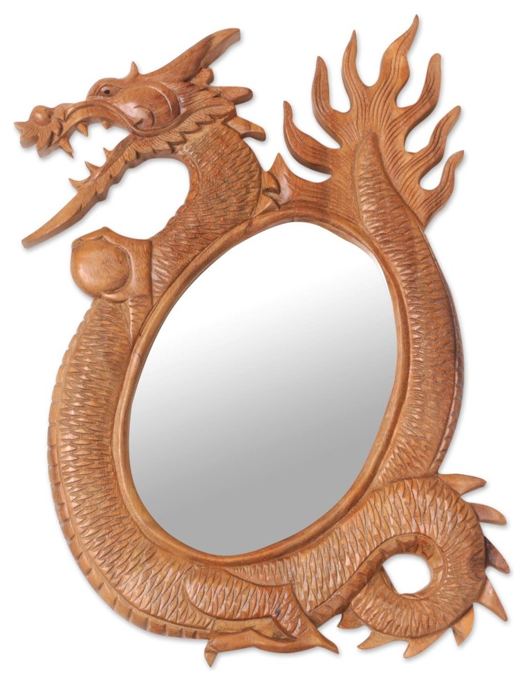 Dragon Reflection Mirror - Asian - Wall Mirrors - by NOVICA | Houzz