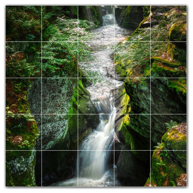 Waterfalls Ceramic Tile Wall Mural HZ501105, 30" Wide x 30" High ...