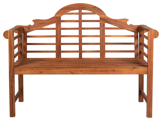 Lutyens 51.2" 3-Seat Arched Acacia Wood Outdoor Garden Patio Bench ...