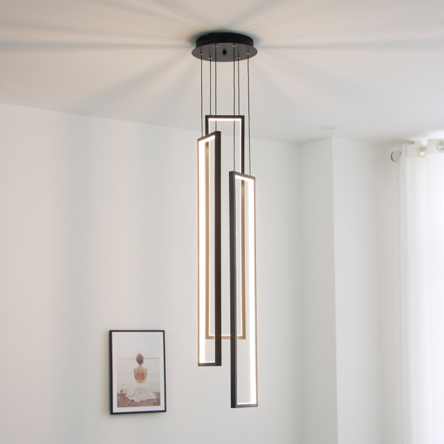 Modern Rectangle LED Chandelier for Stairs, Living Room, Hall, 9.8"x9.8 ...