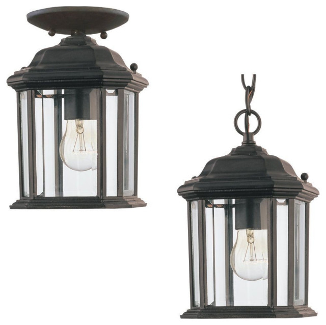 Single-light Outdoor Pendant-Black Finish - Outdoor Ceiling and Hanging ...