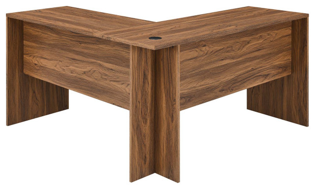 Venture L-Shaped Wood Office Desk, Walnut - Transitional - Desks And ...