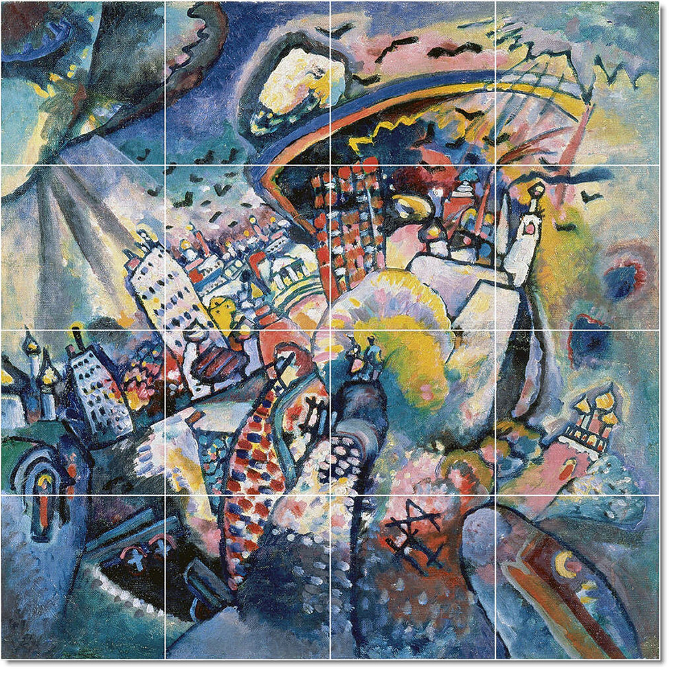 Wassily Kandinsky Abstract Painting Ceramic Tile Mural #53, 48" Wide x ...