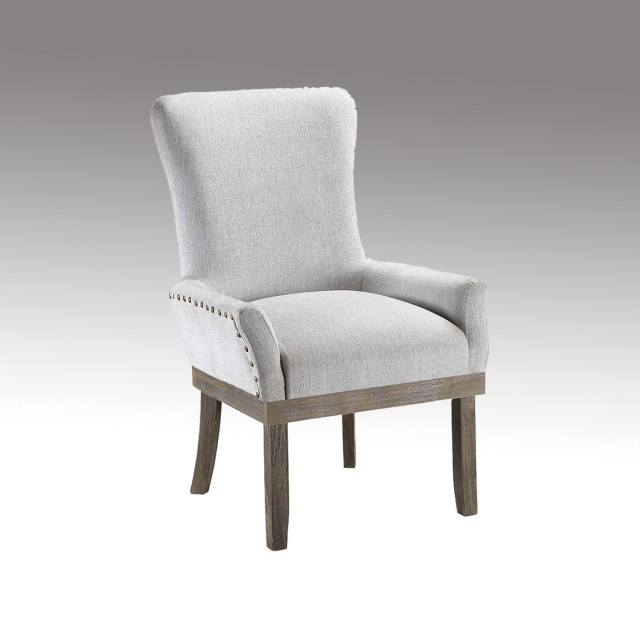 Linen Arm Chair, Gray Finish - Farmhouse - Dining Chairs - by Simple Relax | Houzz