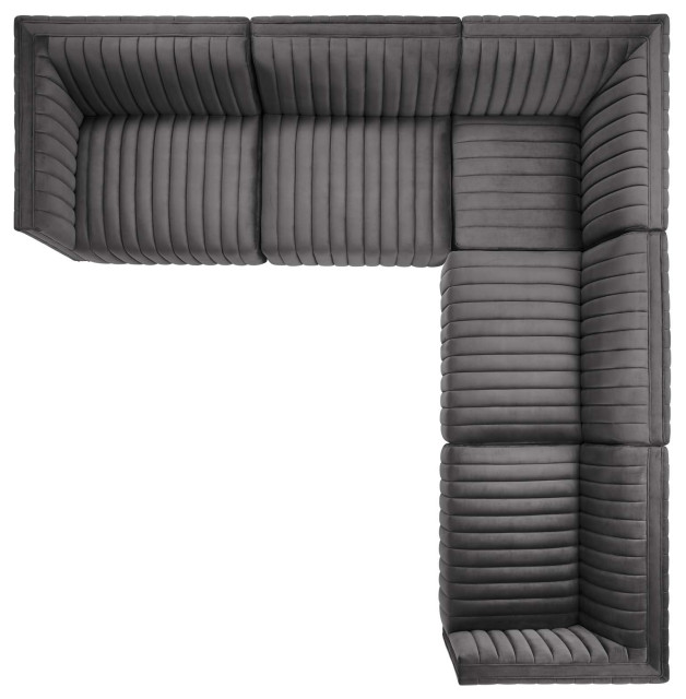Conjure Channel Tufted Performance Velvet 5-Piece Sectional ...