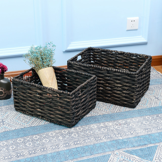Villacera Rectangle Twisted Wicker Baskets Water Hyacinth Nesting Set of 2 - Tropical - Baskets ...