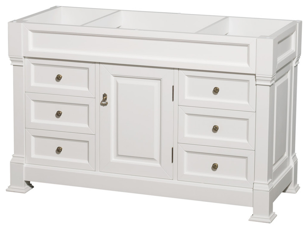 55 Inch Single Bathroom Vanity in White - Traditional - Bathroom ...