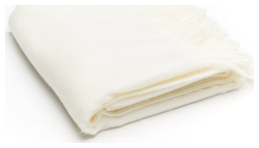 Creamy Milk Soft Acrylic Herringbone Throw Blanket - Traditional ...