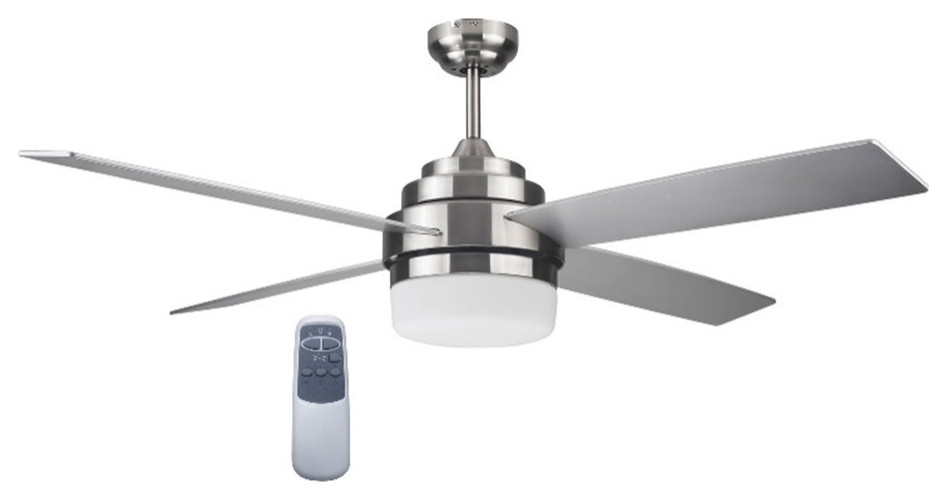 Cali 52-Inch LED Stainless Steel Ceiling Fan in Silver Nickel w/ Remote ...