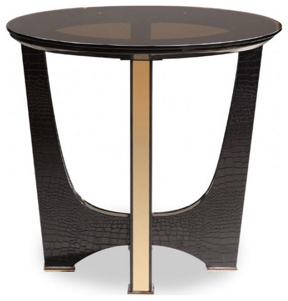 Dory Modern Black Crocodile and Rosegold End Table - Contemporary ...