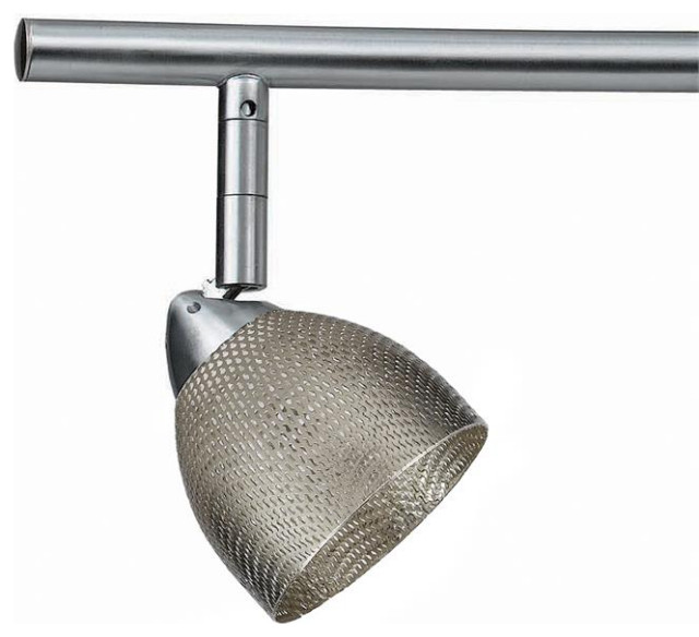 3 Light 120V Metal Track Light Fixture with Mesh Shade in Silver ...