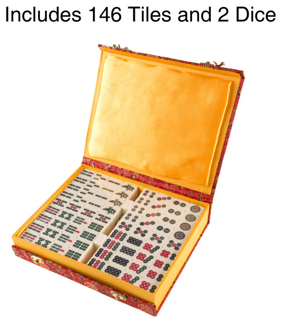 Chinese Mahjong Set With Ornate Storage Case Traditional Mahjong Tile ...