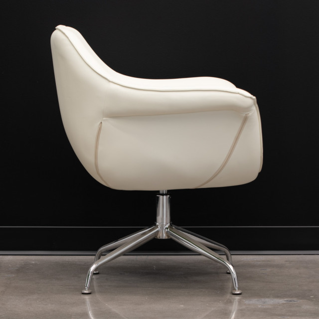 Modern Mala Swivel Chair Soft Leatherette Upholstery Stainless Steel ...