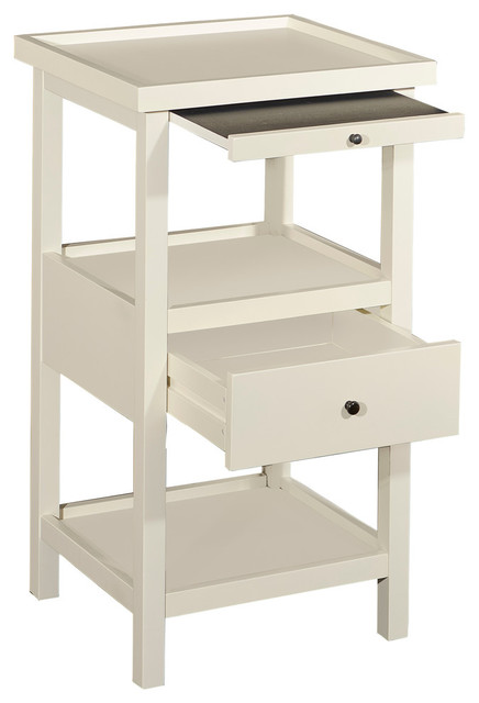 Linon Palmer End Table with Shelf in White - Transitional - Side Tables ...