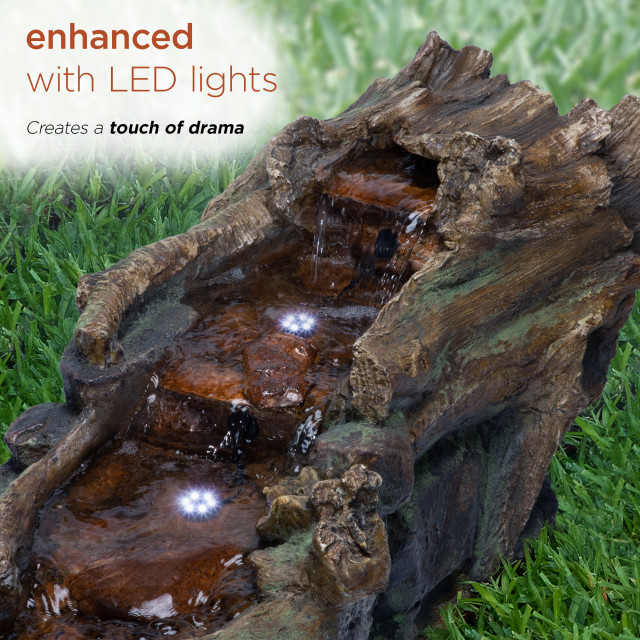 Rainforest River Rapids Fountain With LED Lights - Rustic - Outdoor ...