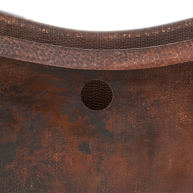72" Hammered Copper Double Slipper Bathtub, Rings, Overflow Holes ...