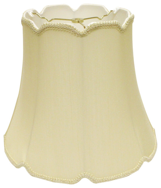 16" Antique White Empire Slanted Cylinder Scroll Edge Silk Lampshade ...