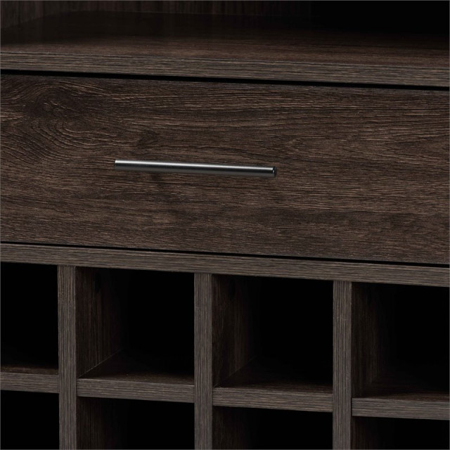 Baxton Studio Mathis Brown Finished Wood and Black Finished Wine ...