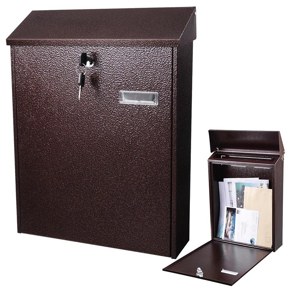 Large Wall Mount Locking Mailbox Steel Letter Box With Door and 2 Keys ...