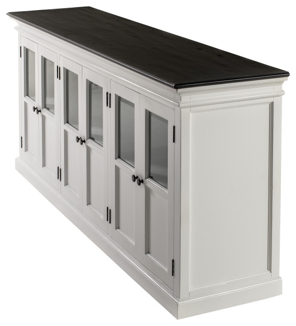 Classic White and Black Halifax Contrast Buffet with 6 Glass Doors ...