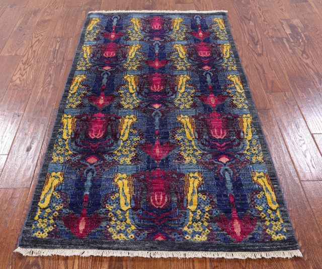Hand-Knotted William Morris Wool Rug 3' 1" X 5' 5" Q6664, 3' 1" X 5' 5 ...