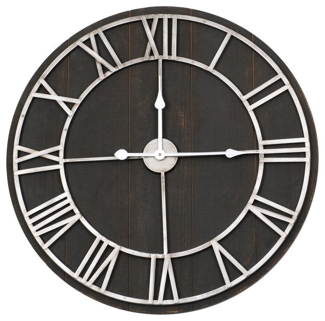 Utopia Alley Industrial Wall Clock - Large Wall Clock, 28" Diameter ...