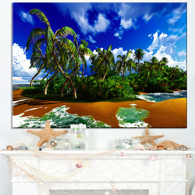 "Paradise Beach in Hawaii Island" Modern Seascape Canvas Artwork, 32 ...