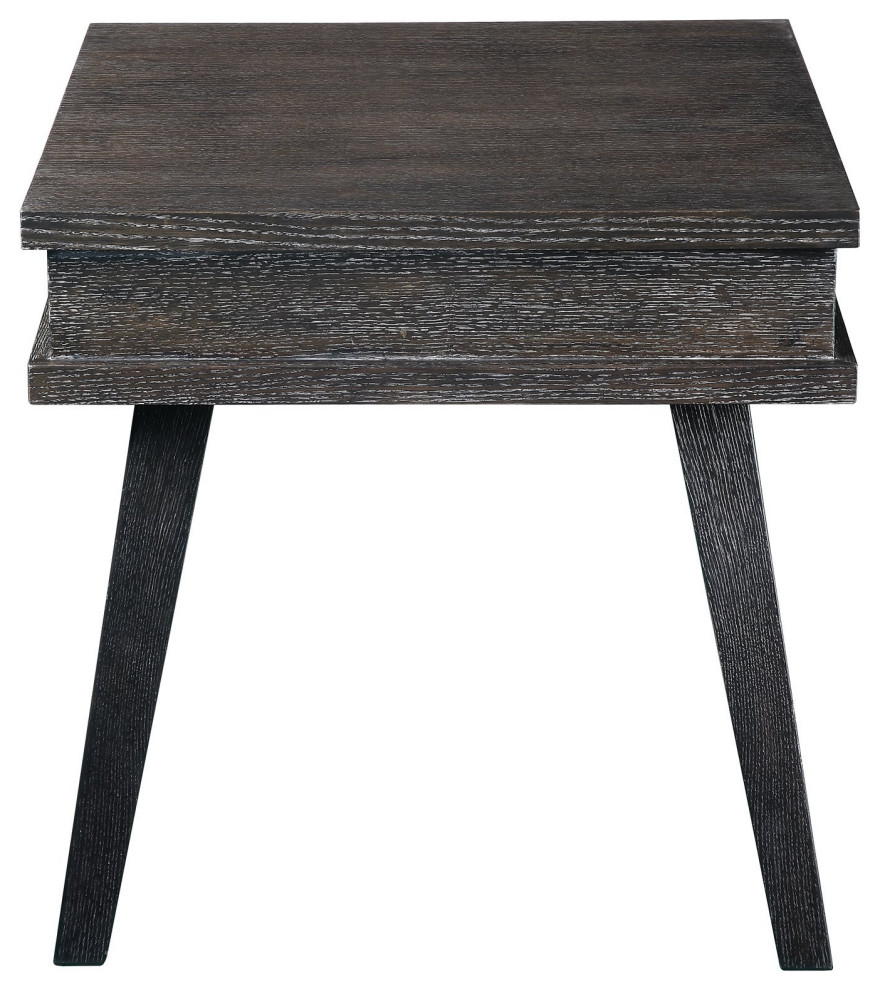 Unique Side Table, Splayed Legs With Square Top, Rich Wire Brushed Dark ...
