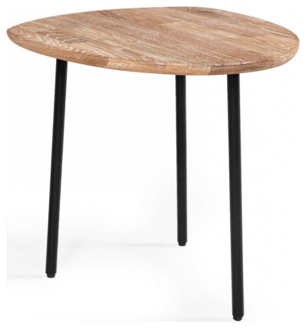 Pip Industrial White Washed Oak and Black Iron End Table - Industrial ...