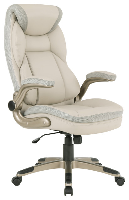 Executive Taupe Bonded Leather Office Chair With Cocoa Coated Nylon ...