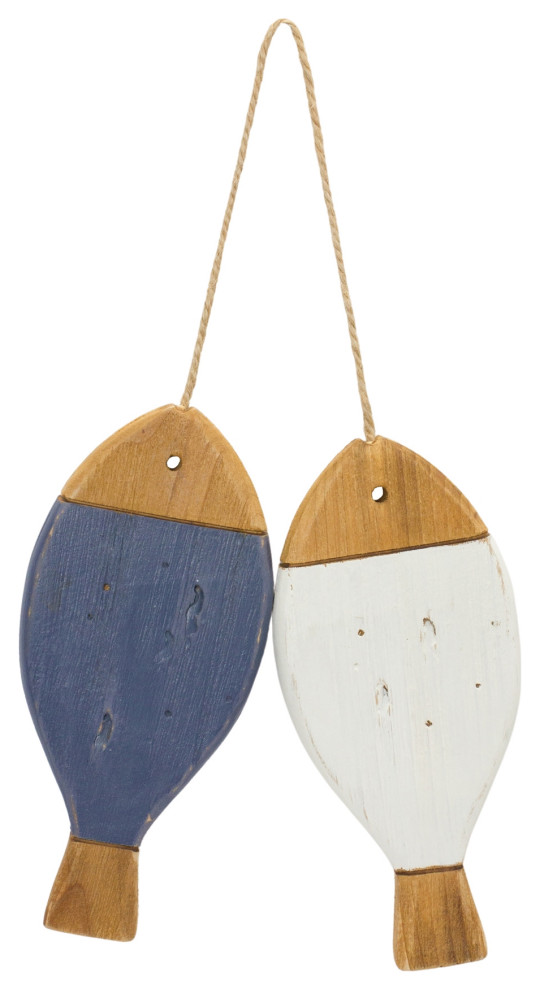 Fir Wood Fish Ornament, 2-Piece Set - Rustic - Christmas Ornaments - by ...