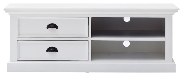 47" Classic White Entertainment Unit With Two Drawers - Traditional ...