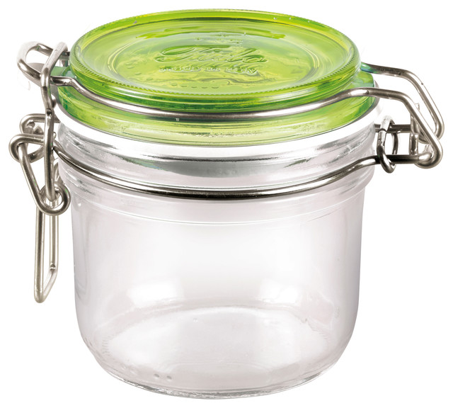 Bormioli Rocco Fido 4.25 Ounce Round Glass Jar With Green Lid ...