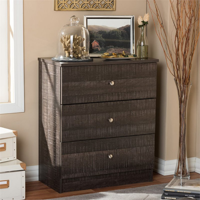 Pemberly Row Contemporary 3-Drawer Wood Storage Chest in Espresso ...
