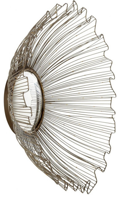 Farmhouse 3-Dimensional Round Wall Mirror in Zinc Ribbon-Like Frame of ...