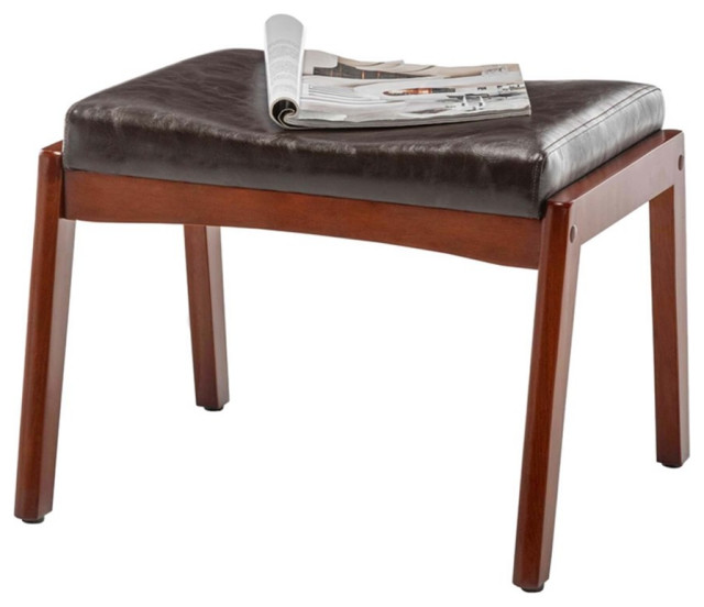 Designs4Comfort Natalie Accent Ottoman Stool in Espresso Faux Leather ...