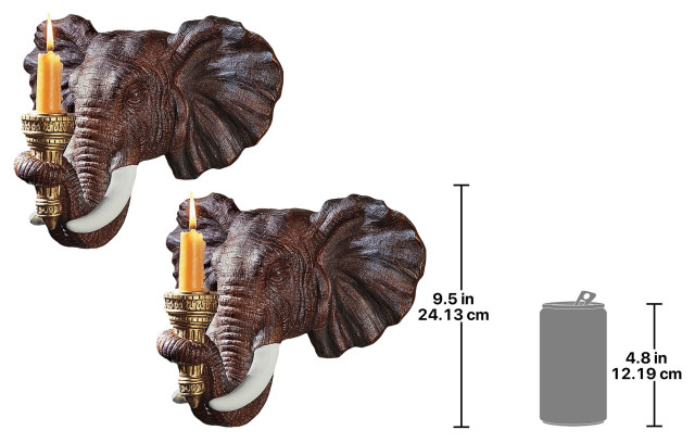Set of 2 Elephant Head Sconces - Tropical - Wall Sconces - by Design ...