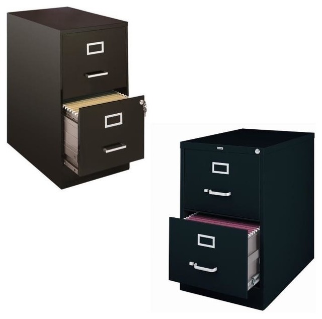 Value Pack (Set of 2) Drawer File Cabinet in Black - Contemporary ...