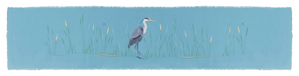 Heron Coastal Table Runner on Blue Panel - Beach Style - Table Runners ...