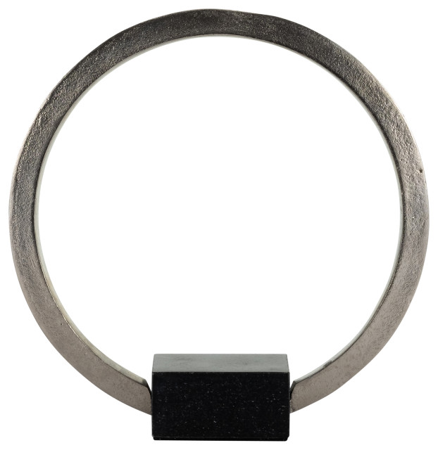 Metal, 12", Standing Ring, Base, Nickel/Black, 12x3x13 inches ...