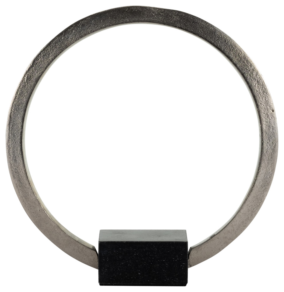 Metal, 12", Standing Ring, Base, Nickel/Black, 12x3x13 inches ...