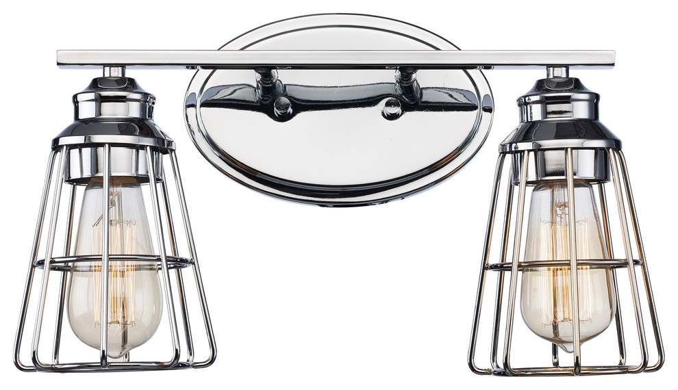 2 Light Vanity Bar in Polished Chrome - Industrial - Bathroom Vanity ...